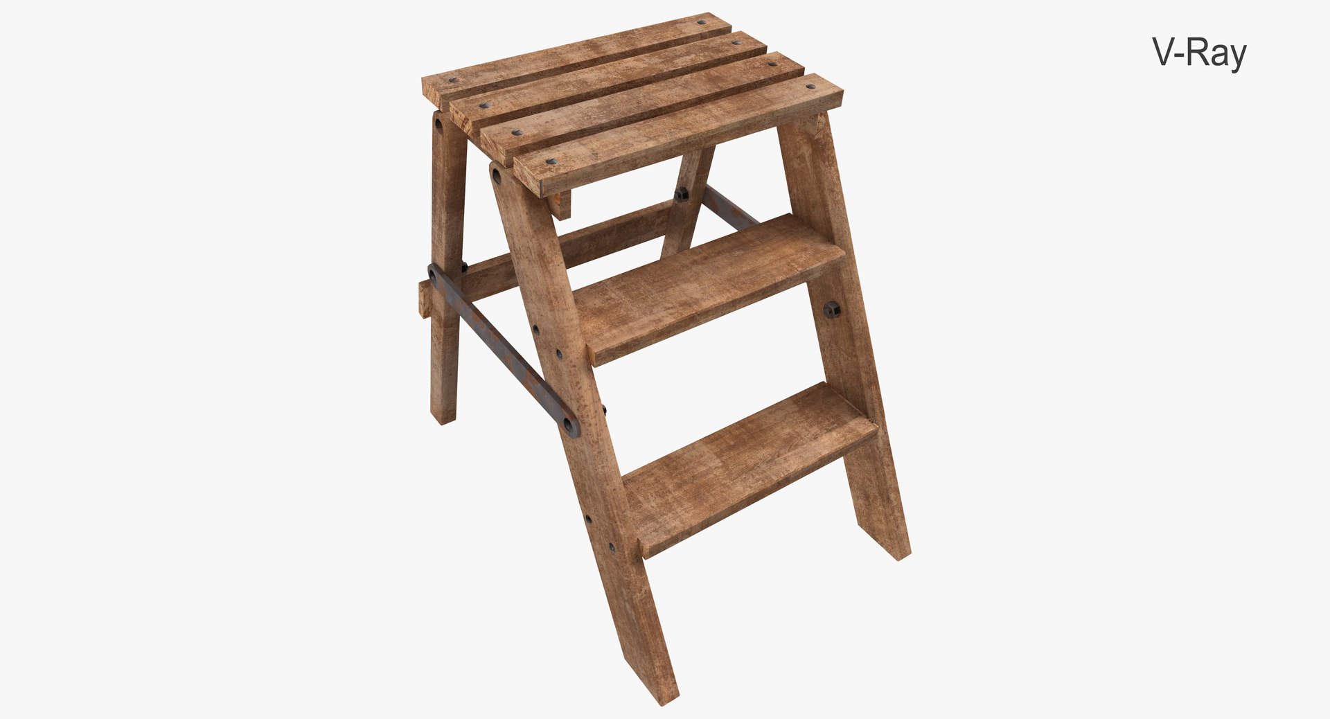 Ladder Step Wood 3d Model