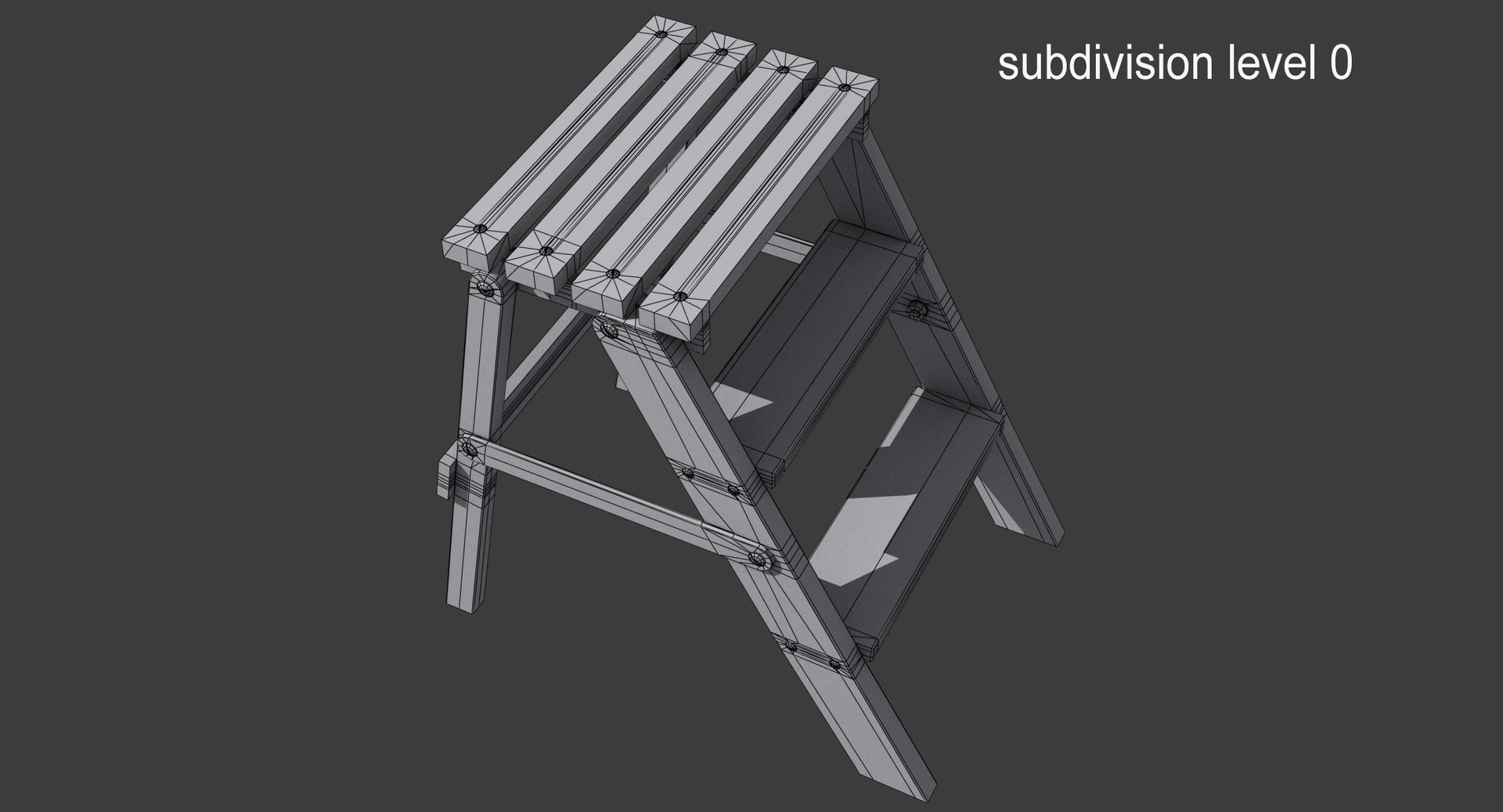 Ladder Step Wood 3d Model