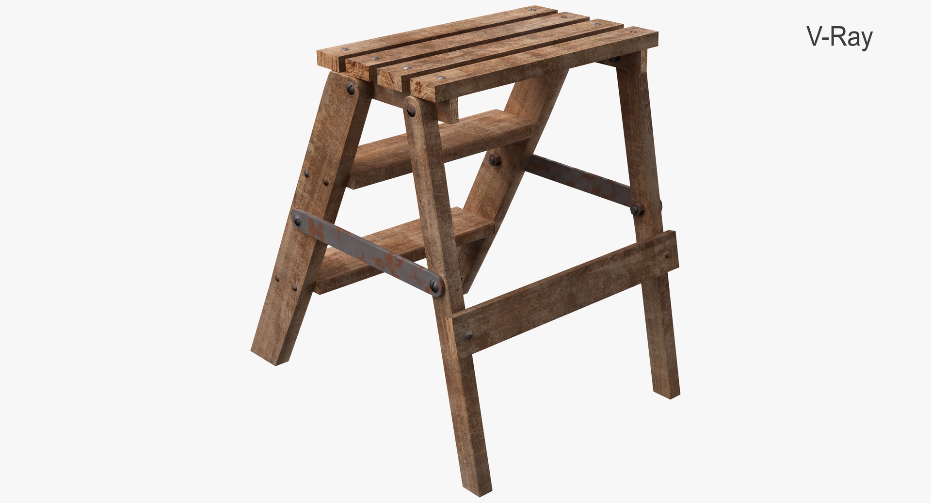 Ladder Step Wood 3d Model