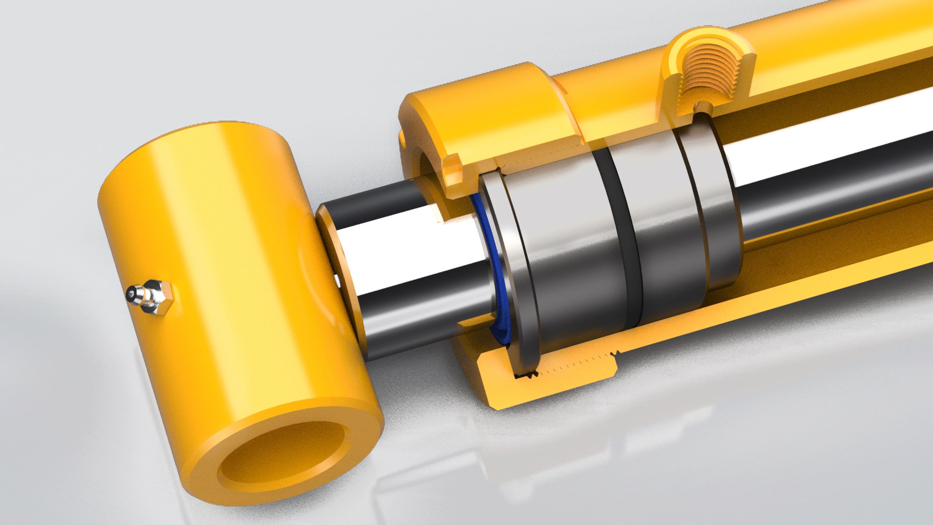 Double Acting Hydraulic Cylinder Assembly SolidWorks STEP 3D Model ...
