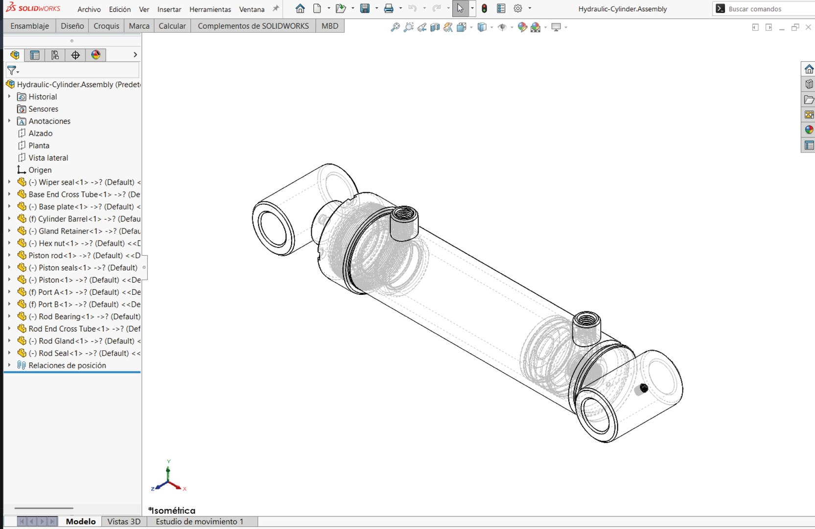 Double Acting Hydraulic Cylinder Assembly SolidWorks STEP 3D Model ...