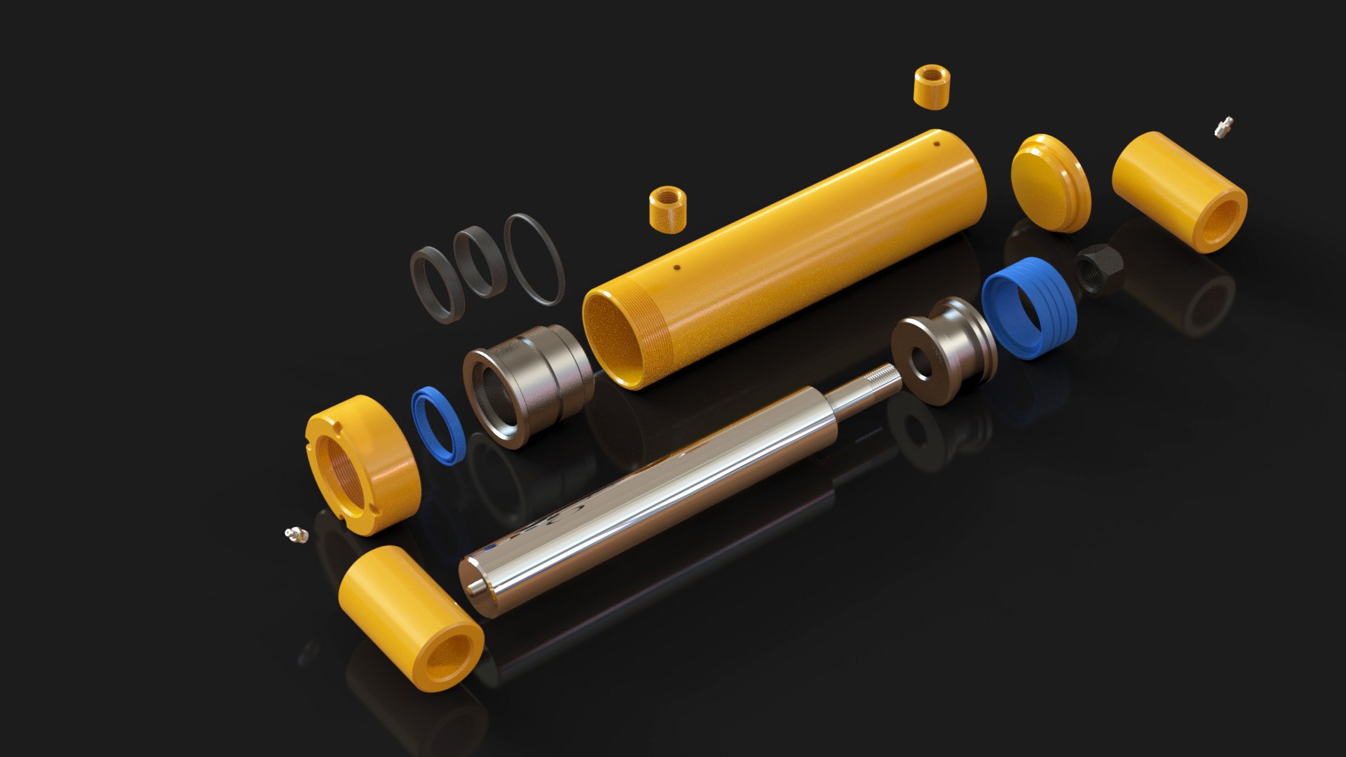 Double Acting Hydraulic Cylinder Assembly SolidWorks STEP 3D Model ...