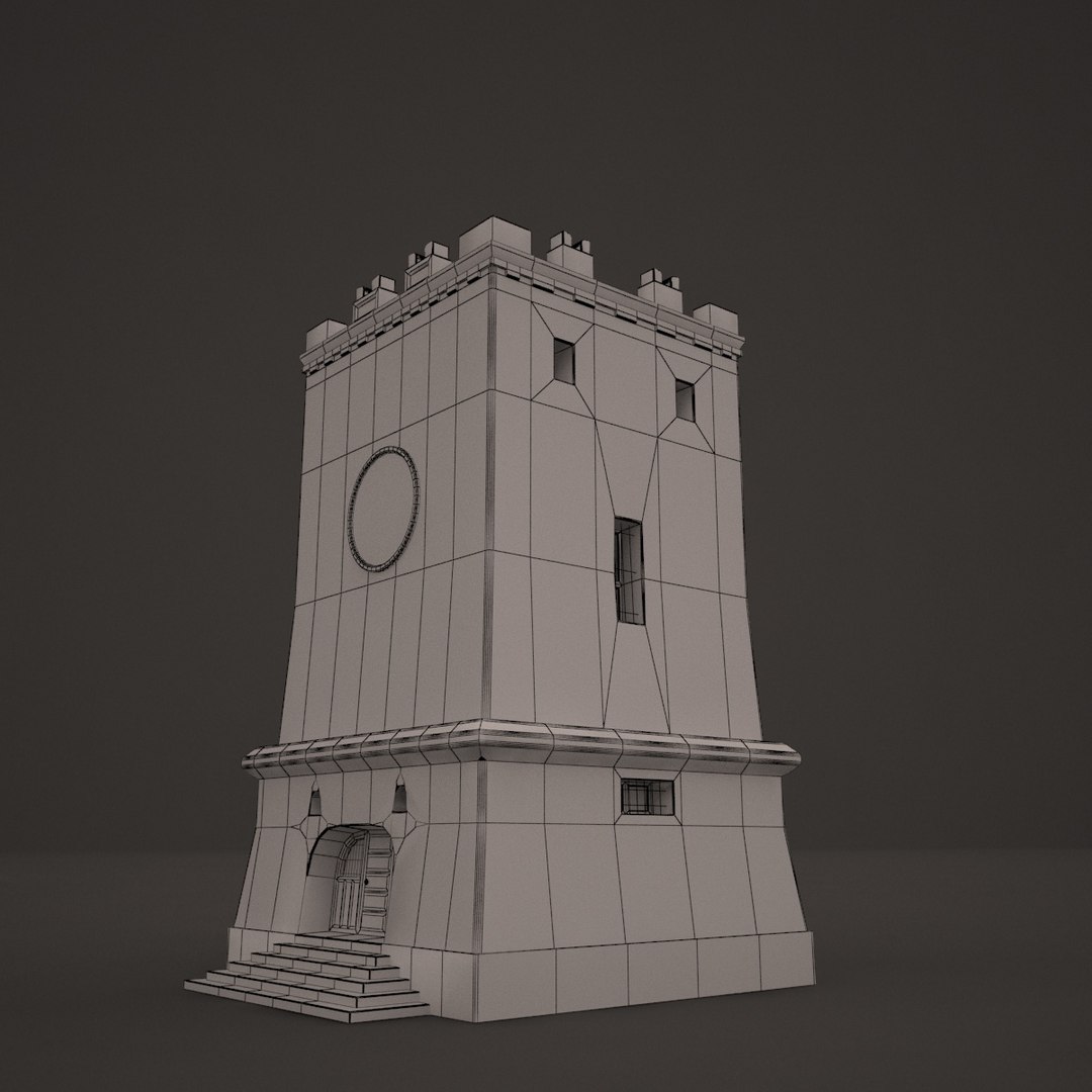 3d old city tower building