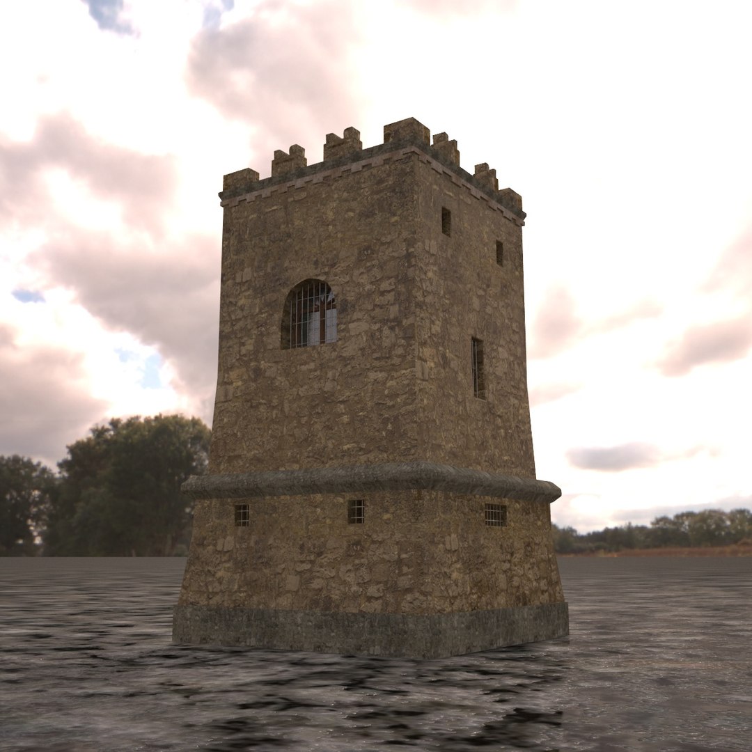 3d old city tower building
