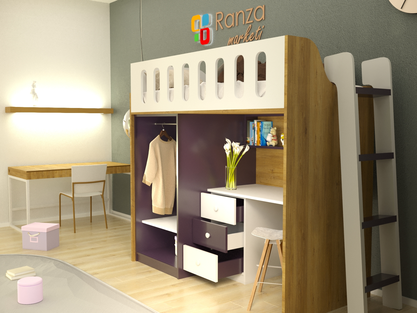 5 item bunk bed design collection. 3D - TurboSquid 1730480