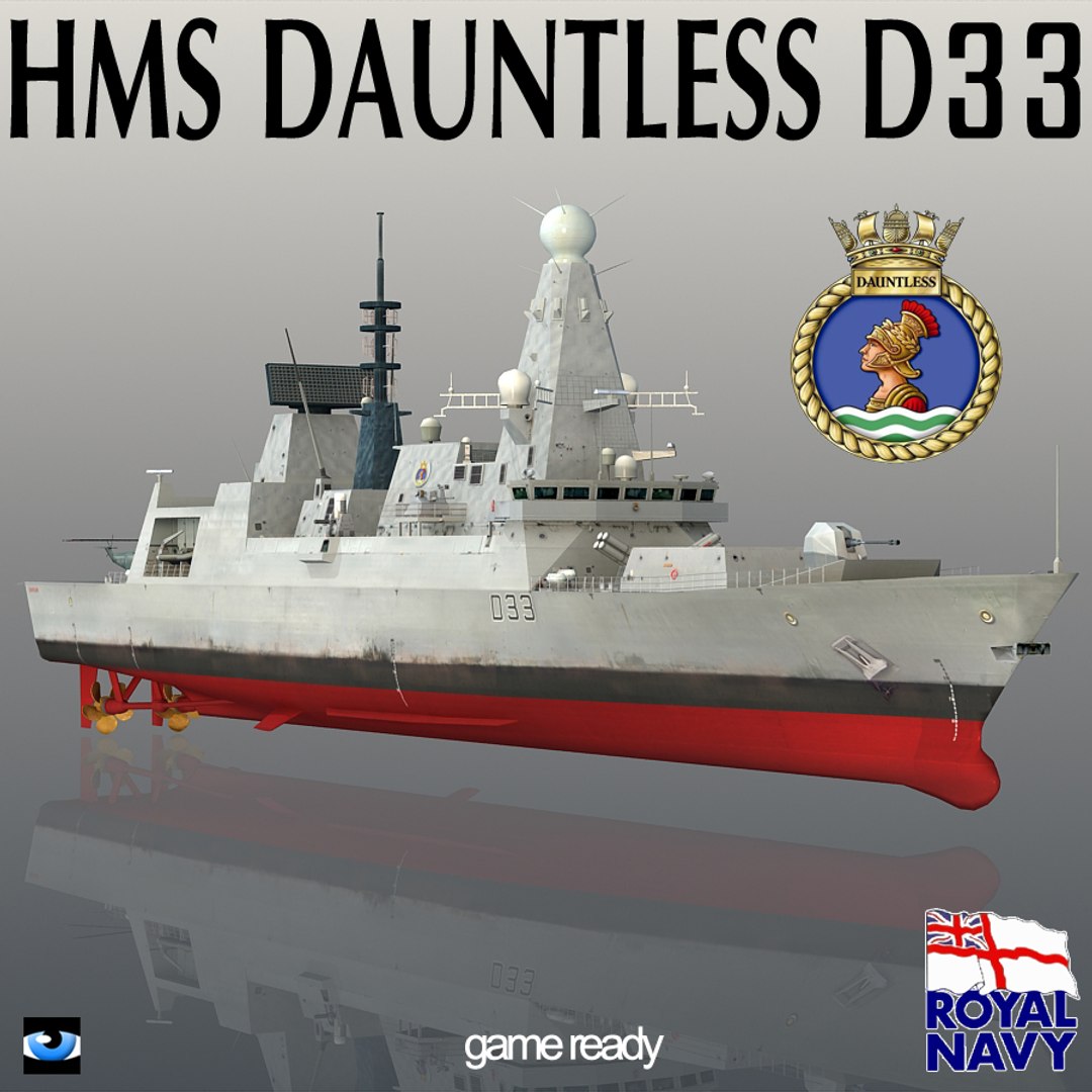 3d model hms dauntless d33 type 45