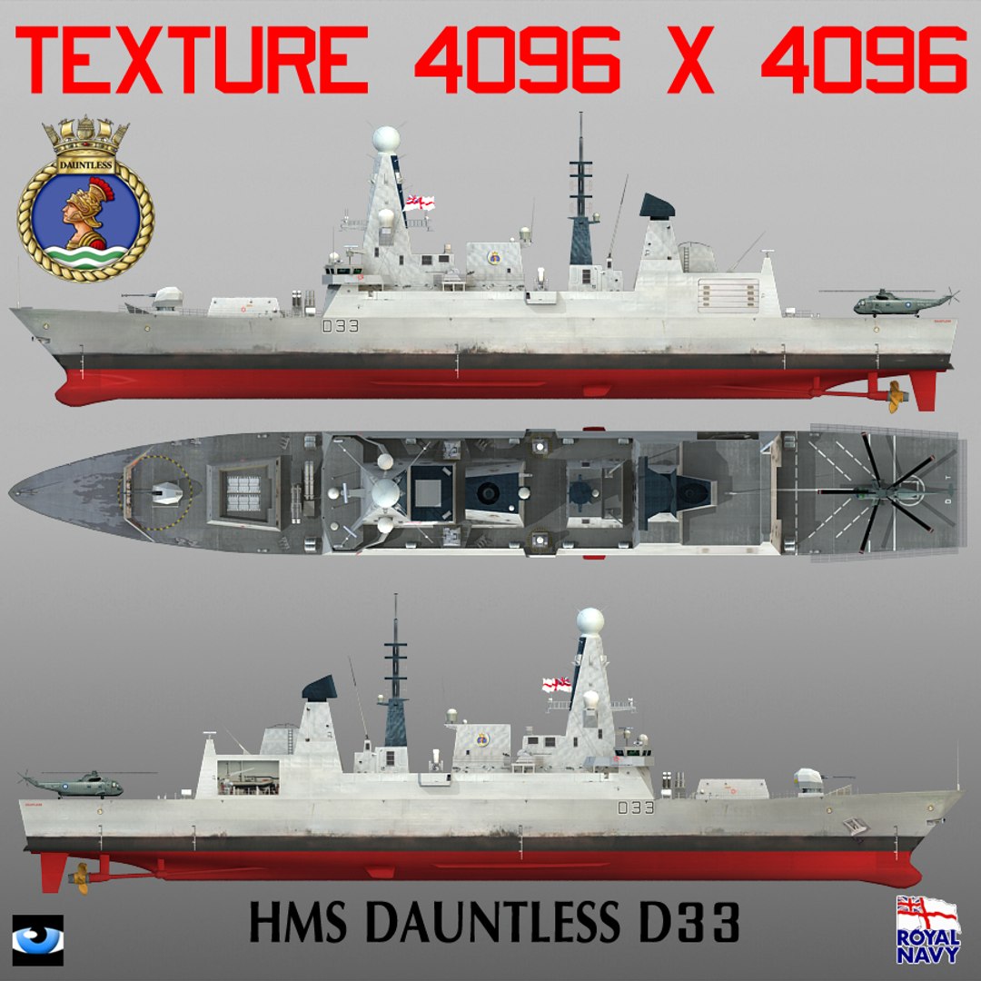 3d Model Hms Dauntless D33 Type 45