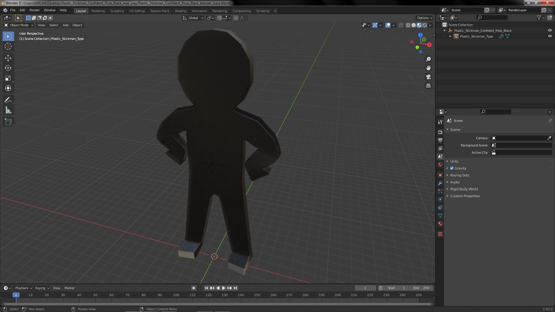 3D Plastic Stickman Confident Pose Black - TurboSquid 2112728