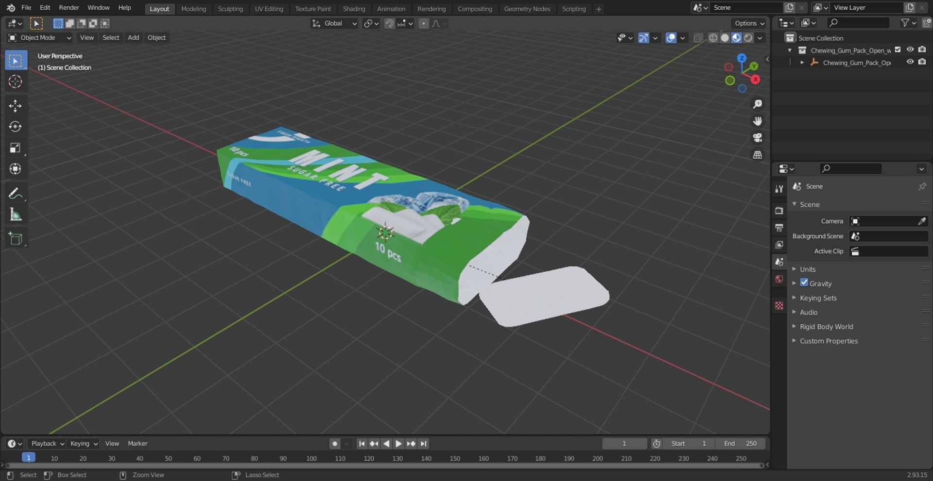Chewing Gum Pack Open with Pad 3D model - TurboSquid 2044715