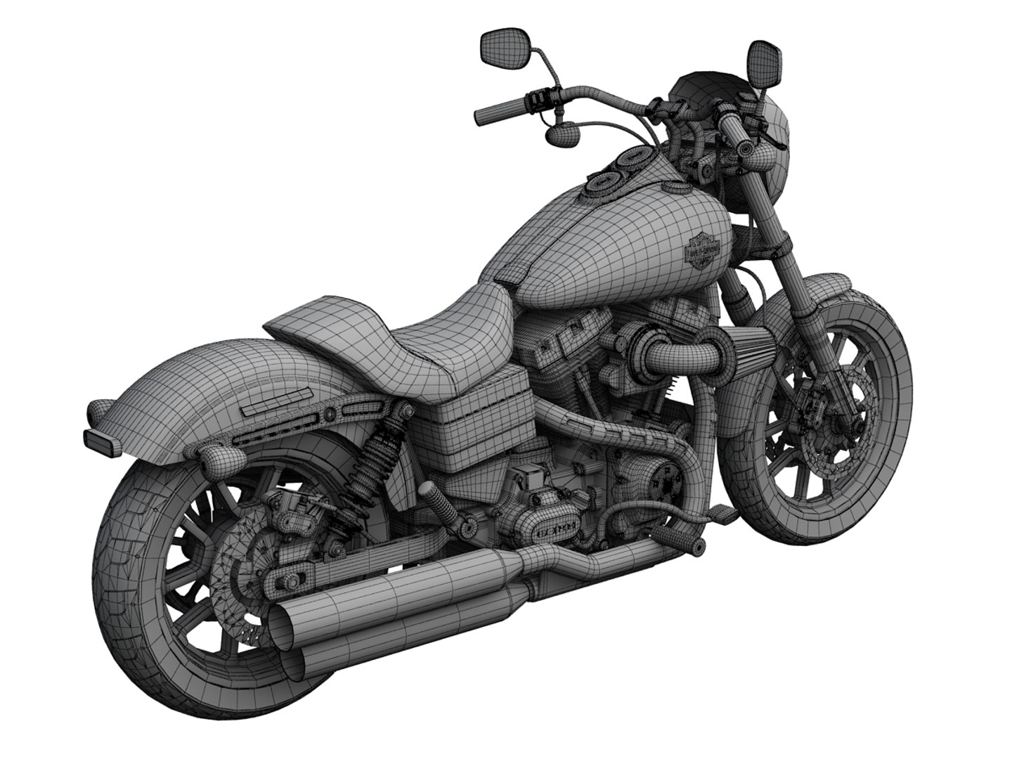 Harley-davidson Fxdl Dyna Rider 3d Max