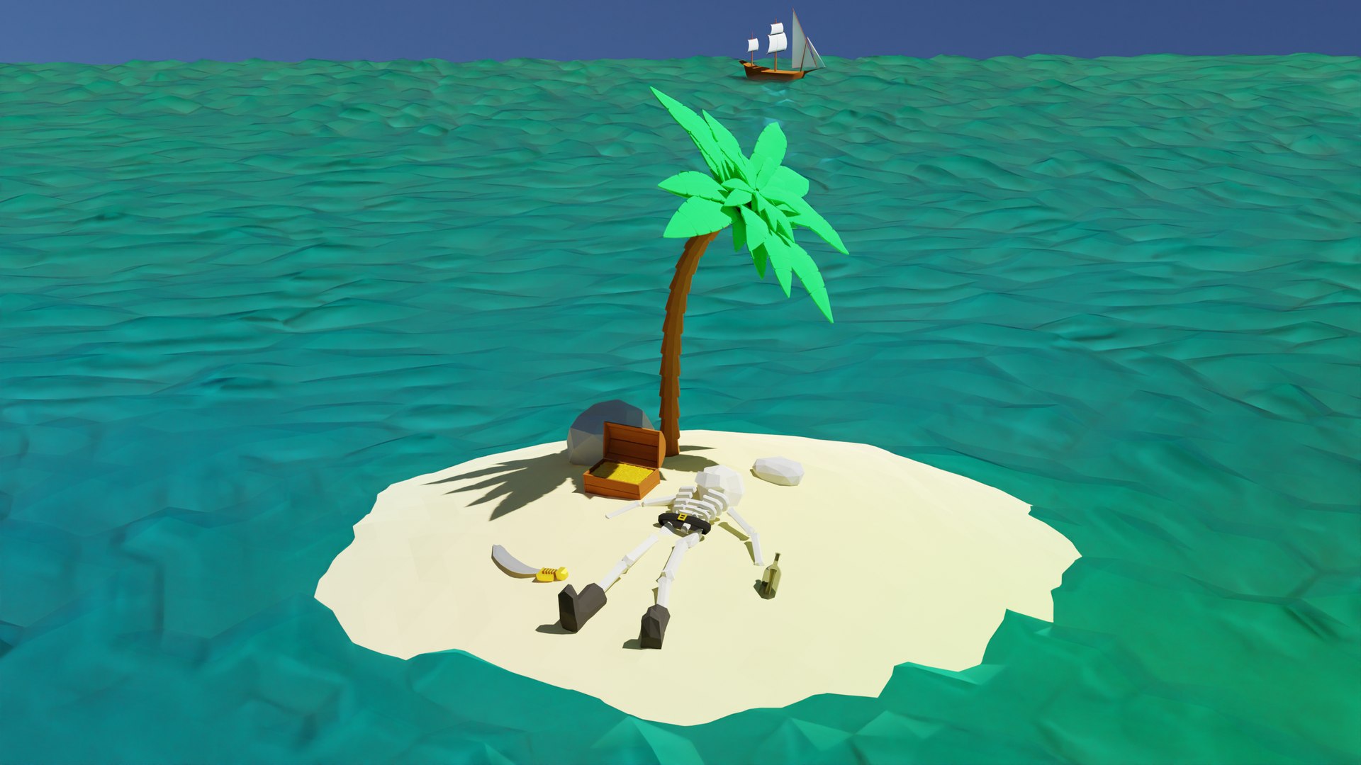 Low Poly Pirate Island 3D Model - TurboSquid 1911309