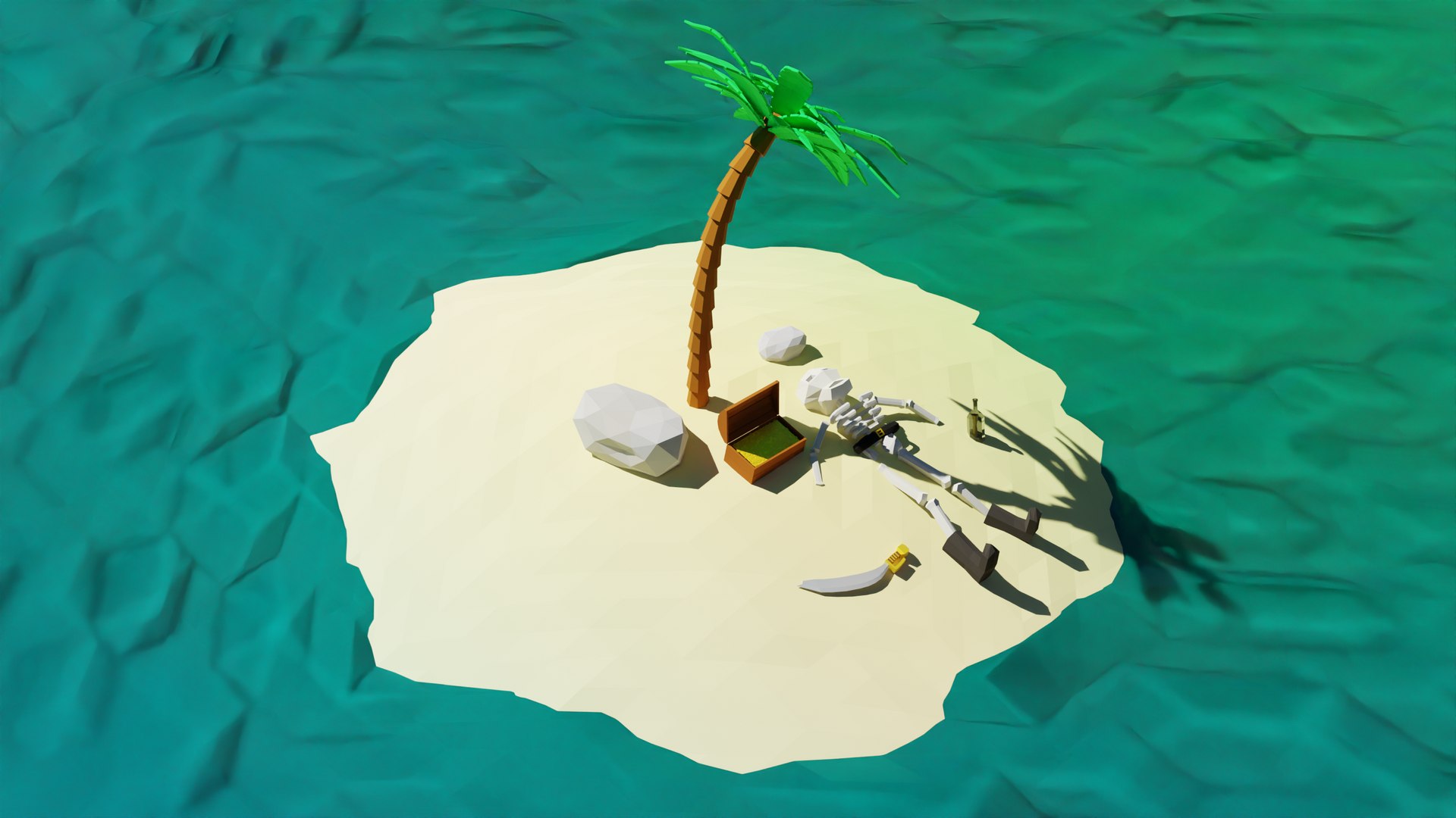 Low Poly Pirate Island 3D Model - TurboSquid 1911309