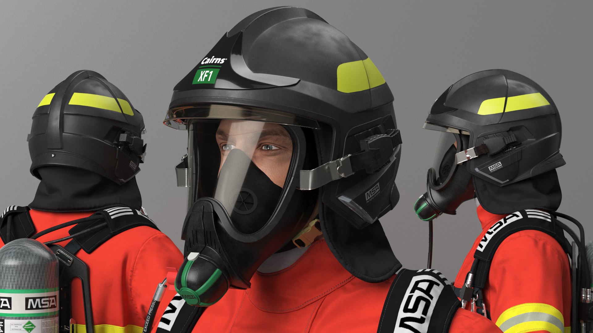 3D firefighter fully equipped fighter model - TurboSquid 1701510