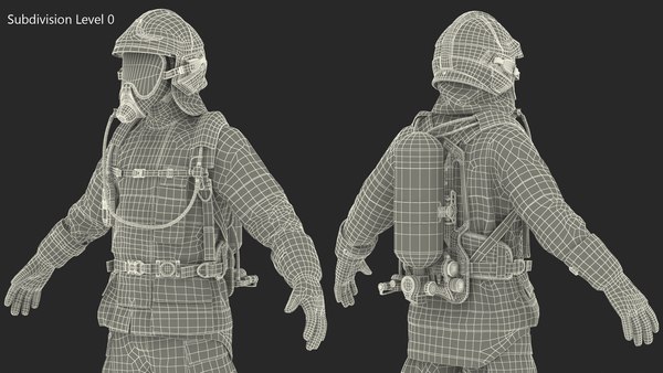 3D firefighter fully equipped fighter model - TurboSquid 1701510