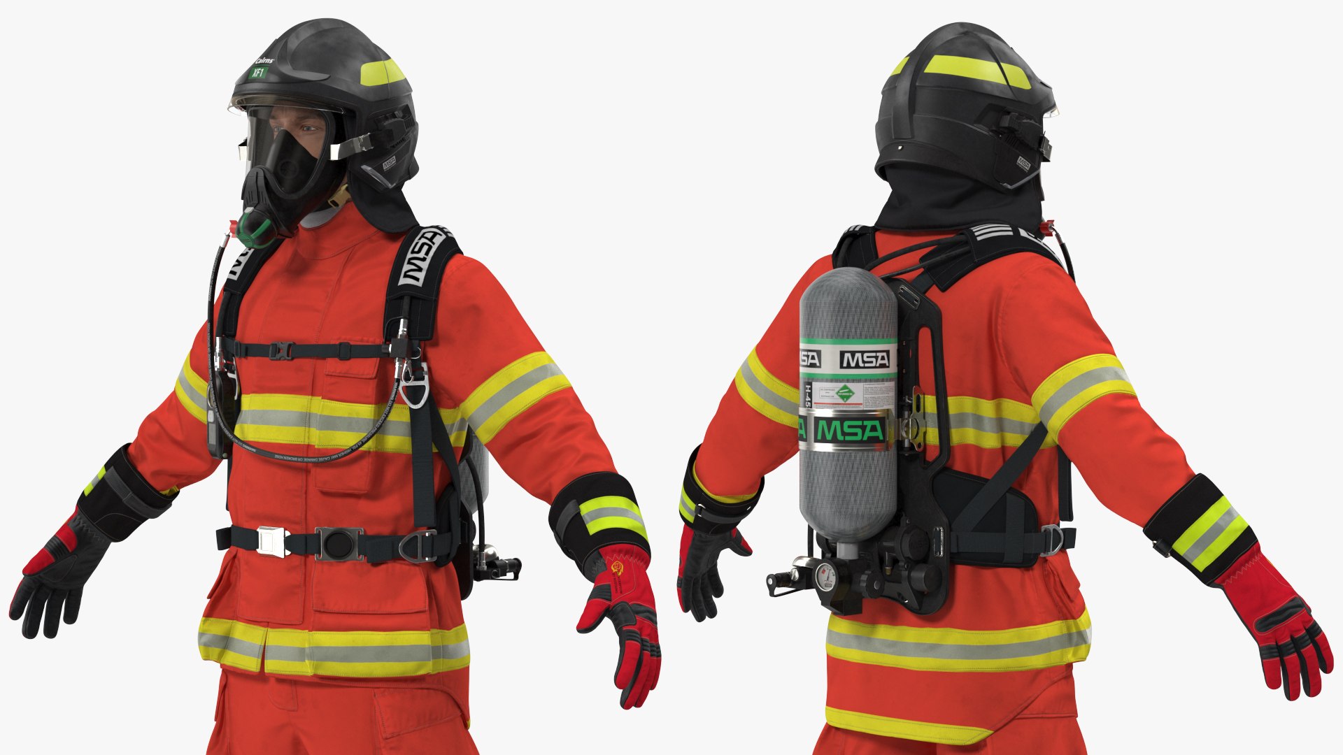 3D firefighter fully equipped fighter model - TurboSquid 1701510