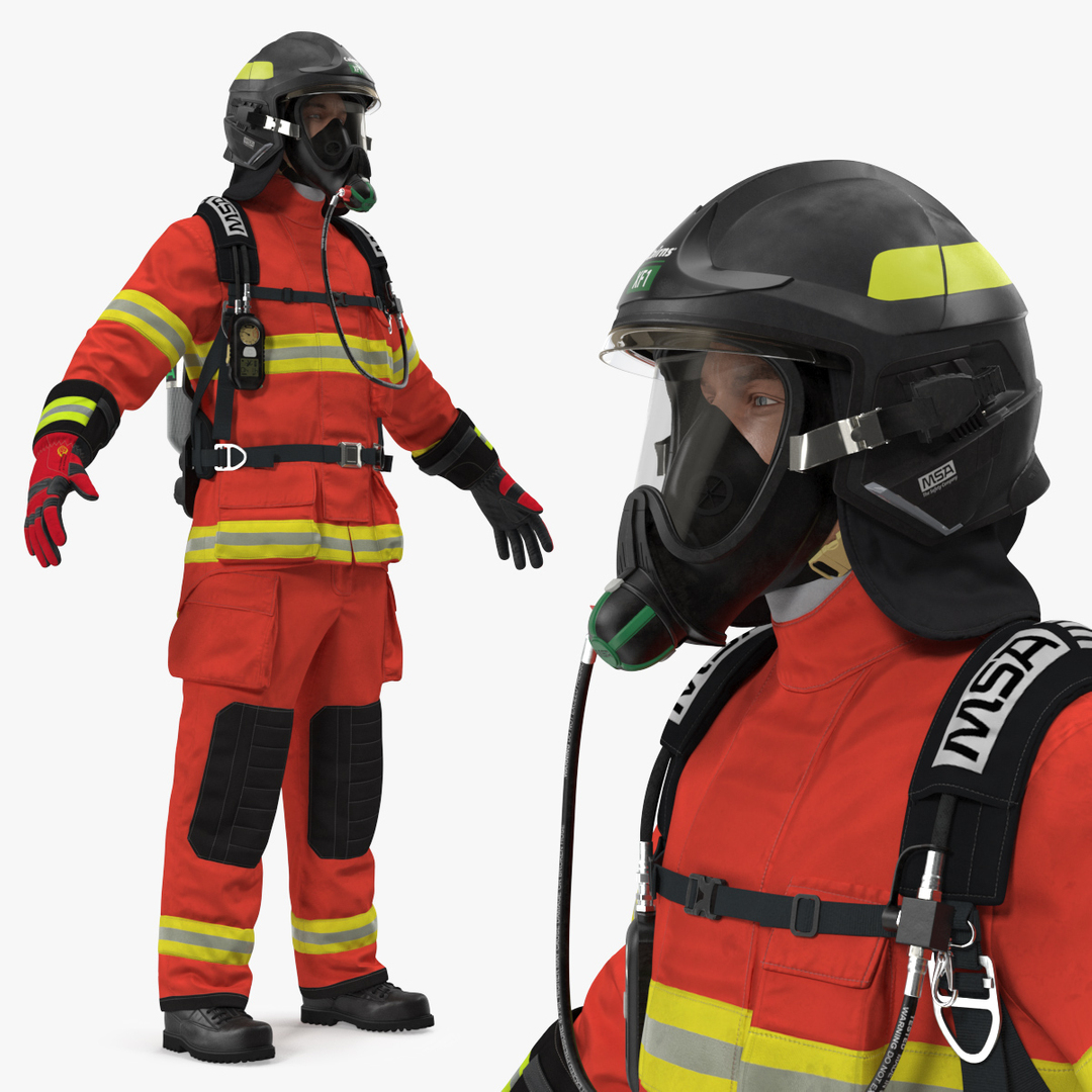 3D firefighter fully equipped fighter model - TurboSquid 1701510
