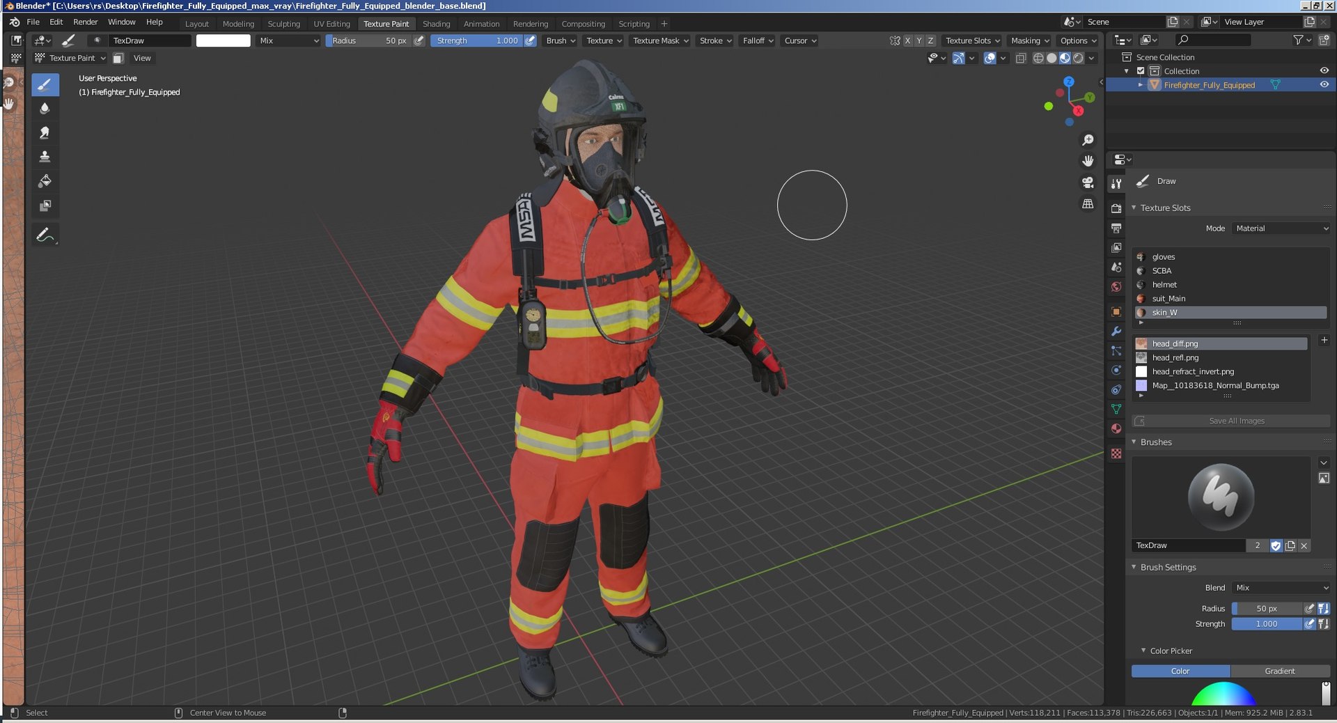3D firefighter fully equipped fighter model - TurboSquid 1701510