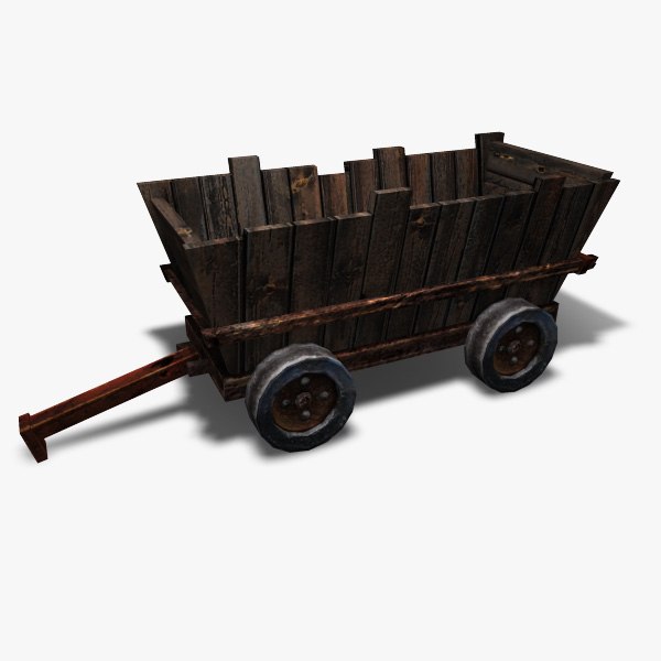 low-poly mining cart 3d model