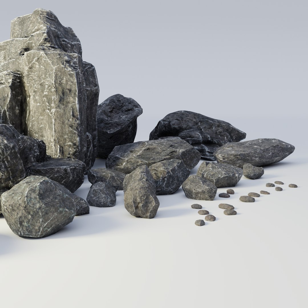 3D Granite Rock Pack Low-poly - TurboSquid 1289323