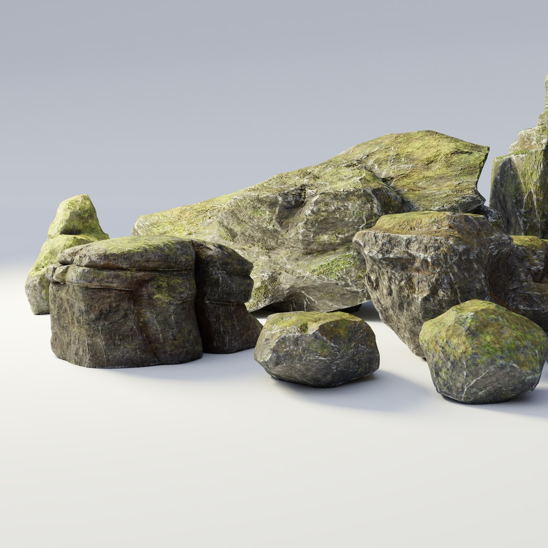 3D Granite Rock Pack Low-poly - TurboSquid 1289323