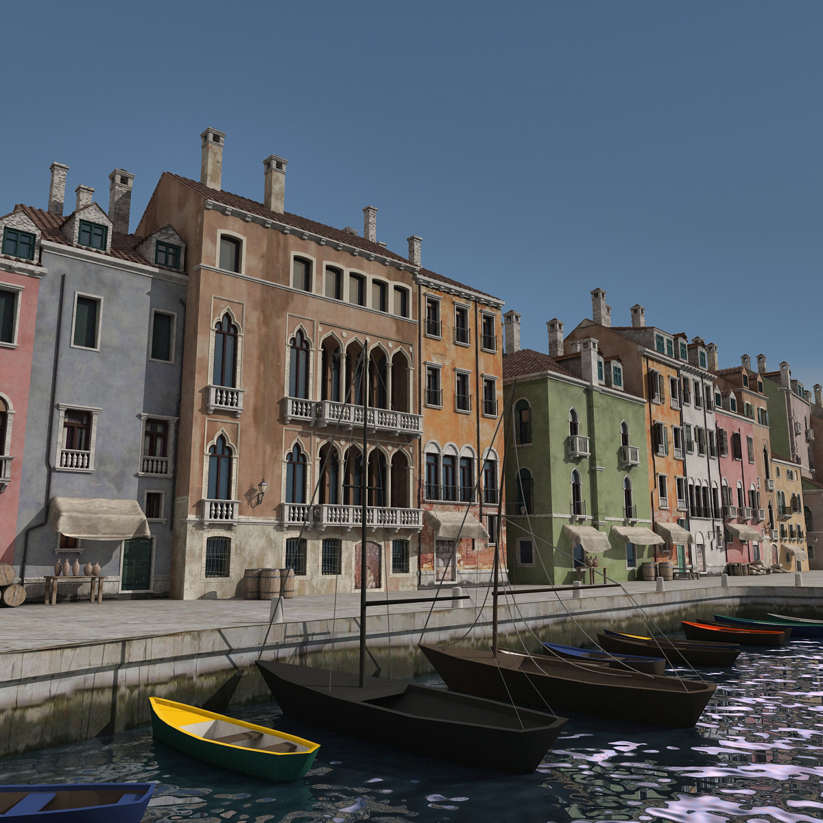 3d model mediterranean port portofino burano