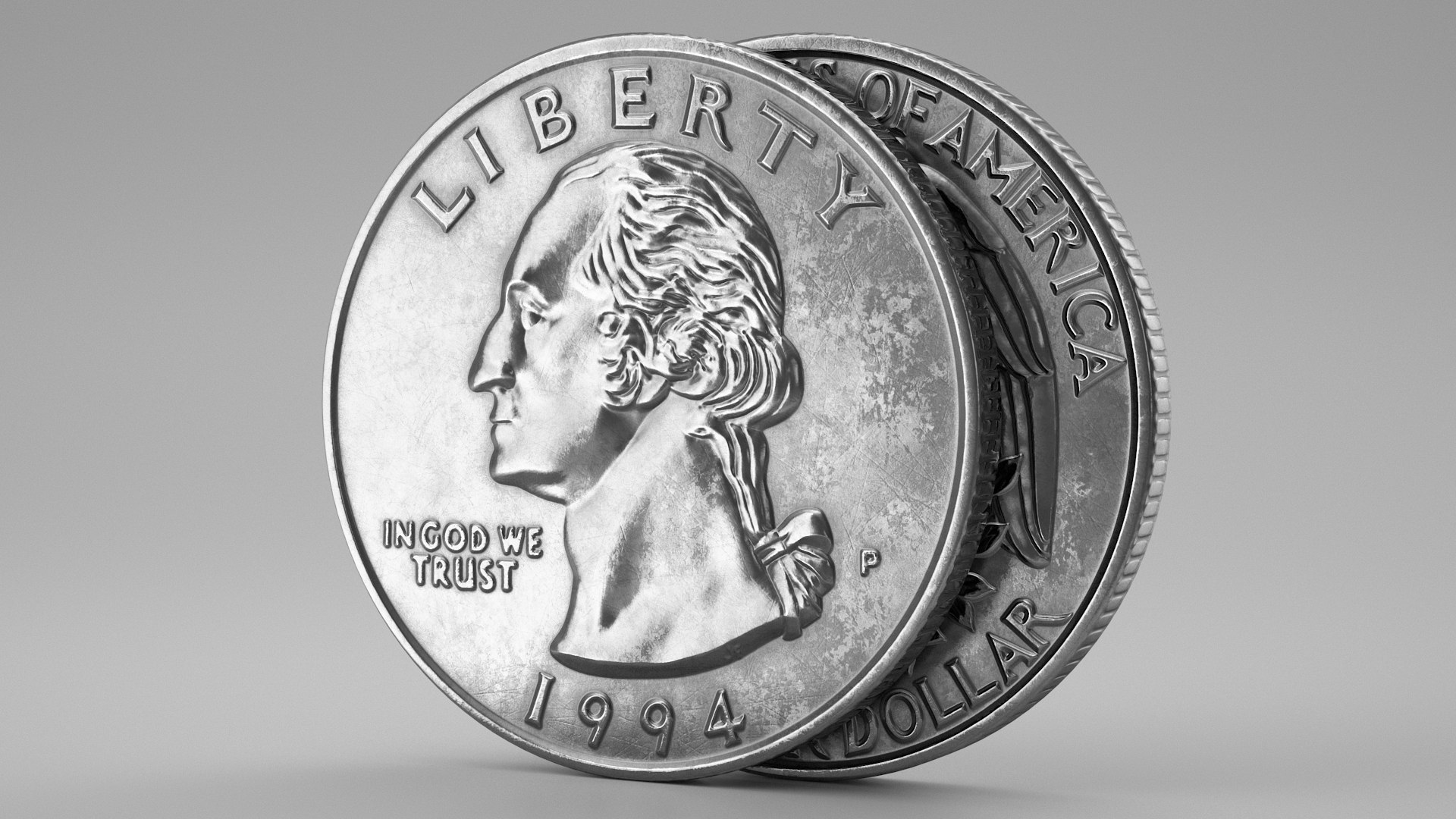 3D qaurter coin pbr model - TurboSquid 1700165