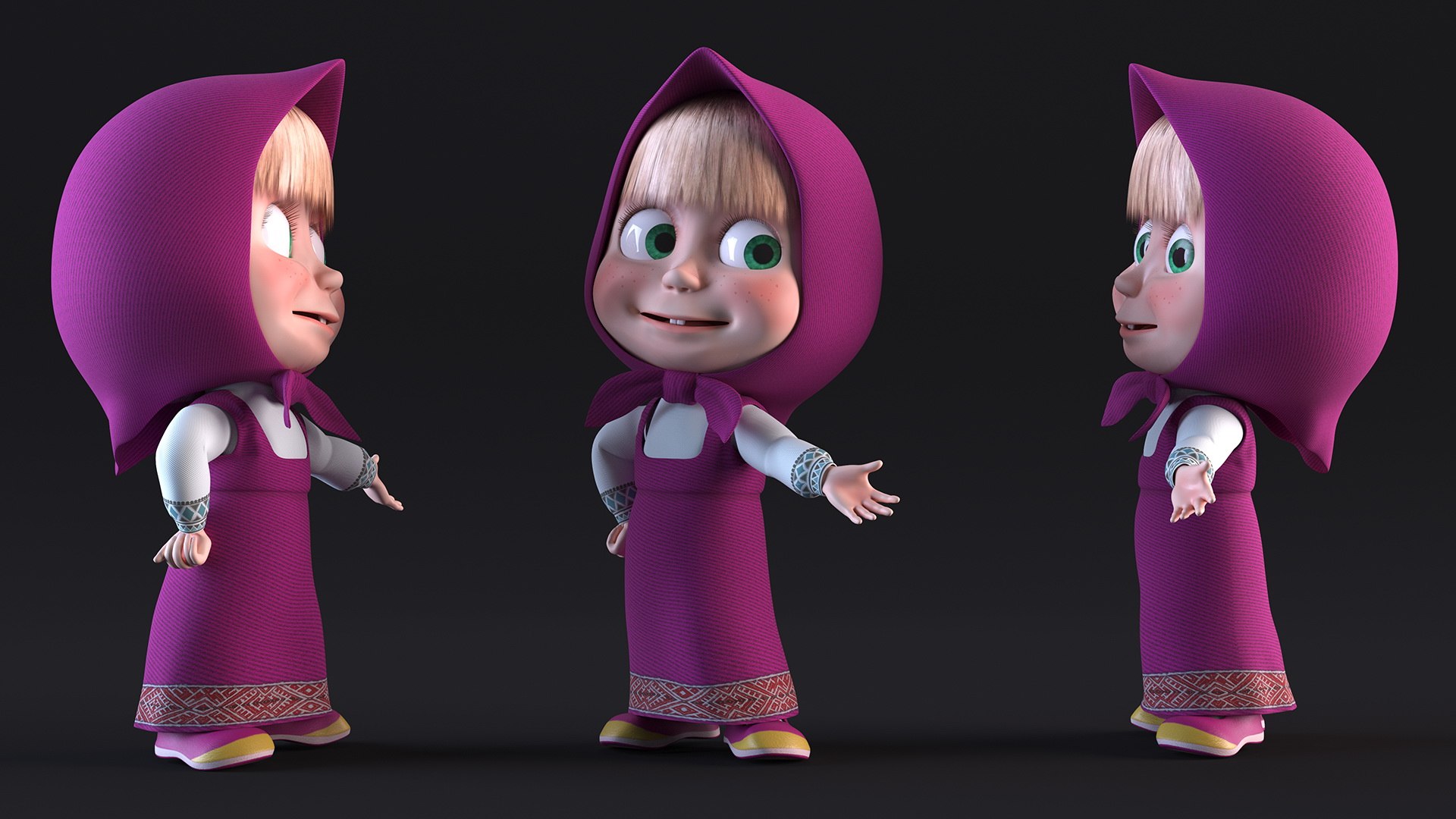 Children Cartoon Character Masha Standing Pose 3D - TurboSquid 2119180