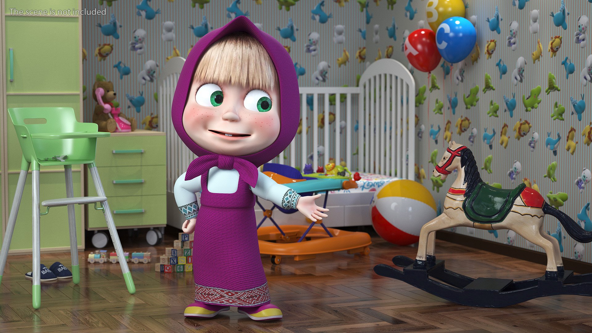 Children Cartoon Character Masha Standing Pose 3D - TurboSquid 2119180