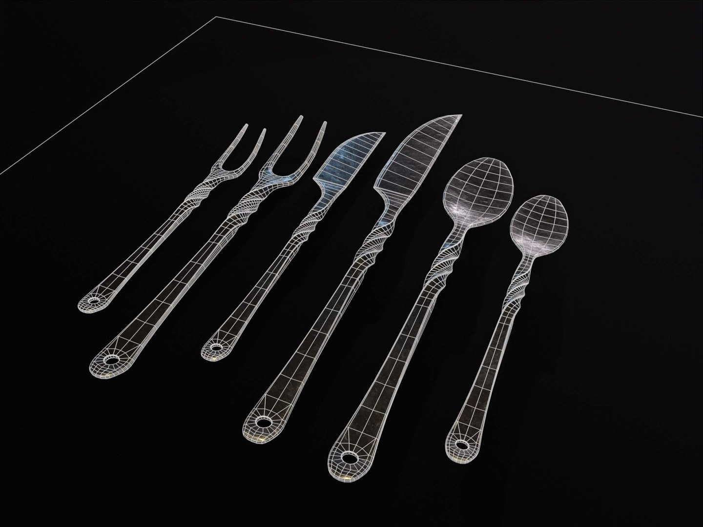 Iron Cutlery Set 3D model - TurboSquid 2118453