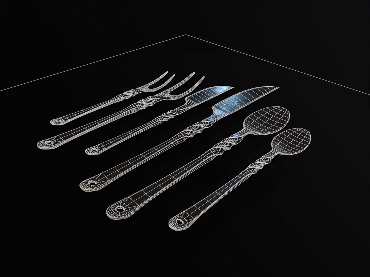 Iron Cutlery Set 3D Model - TurboSquid 2118453