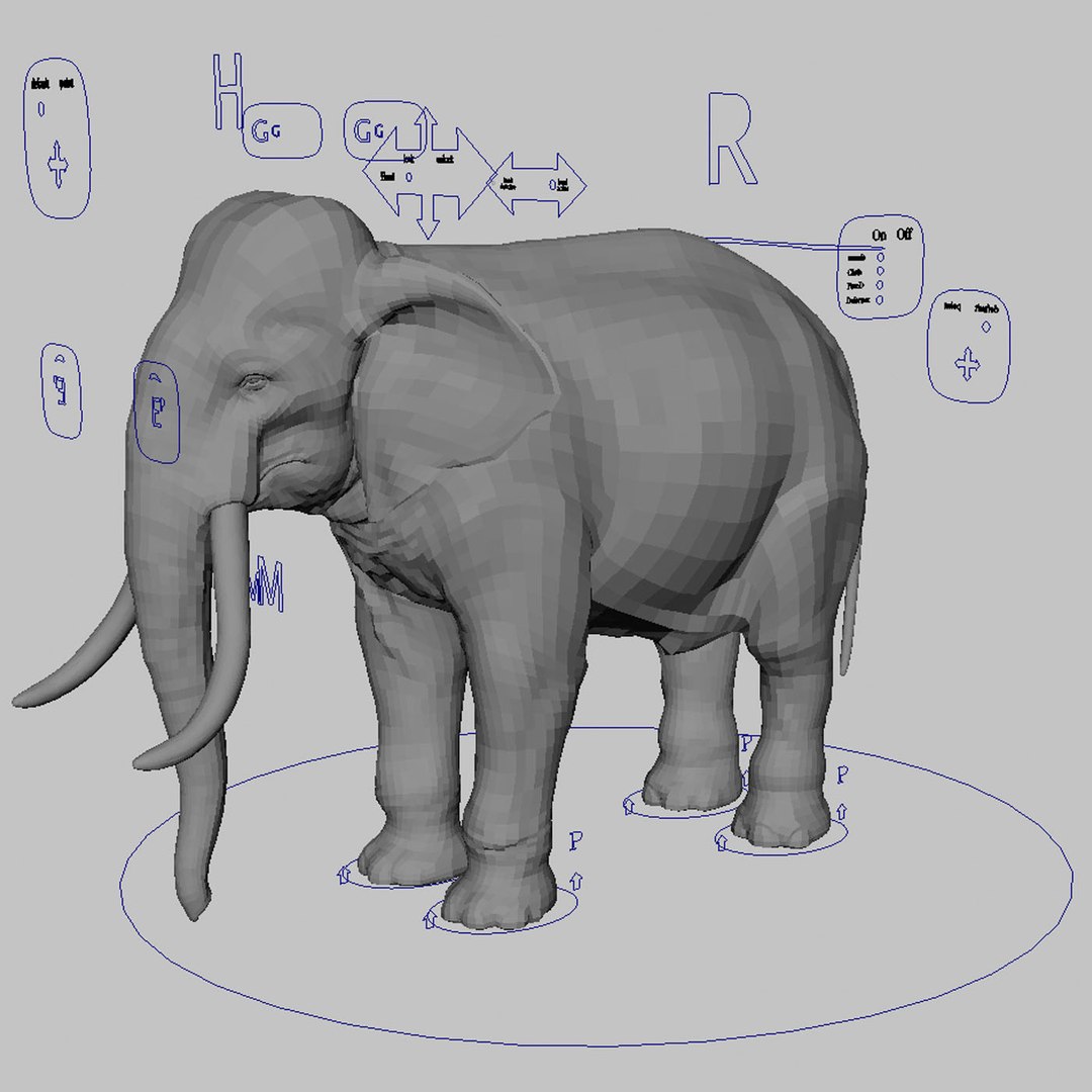 Obj Photorealistic Elephant Rigged