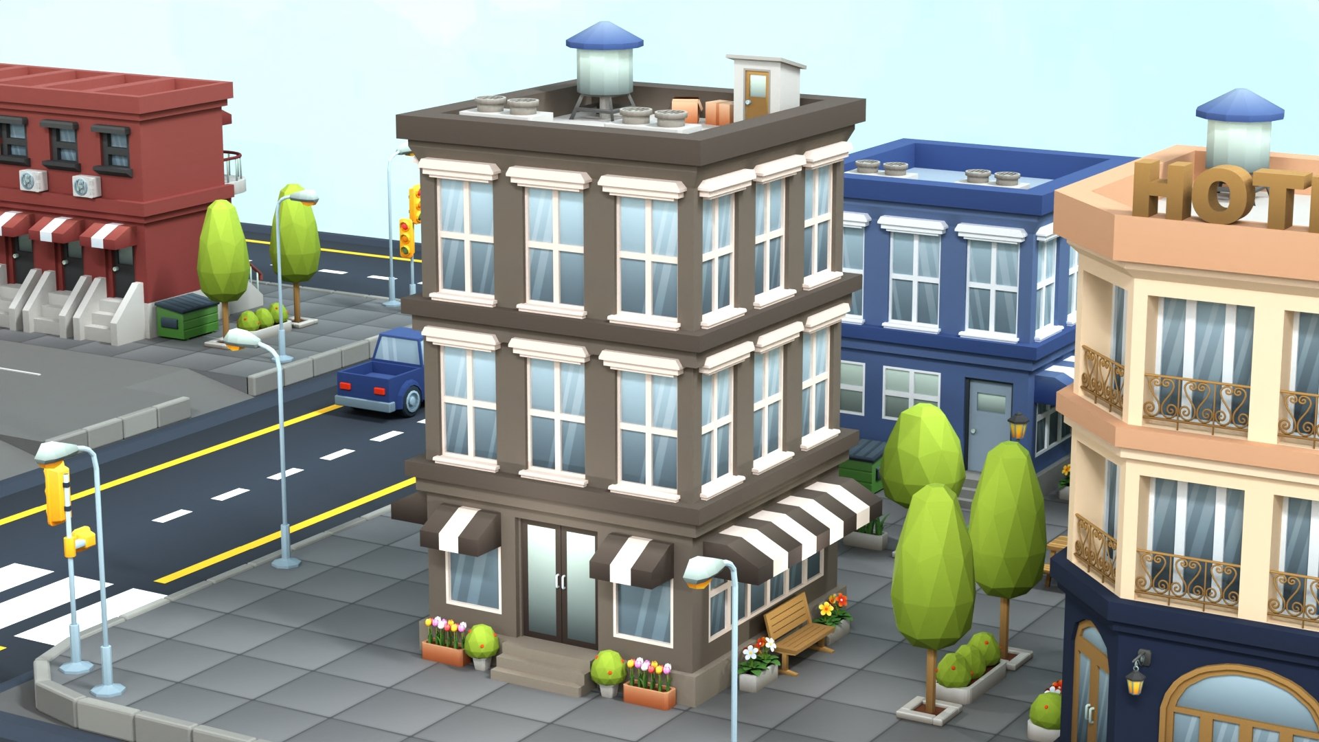 Cartoon Low Poly Building Pack Set1 3D Model - TurboSquid 2242680