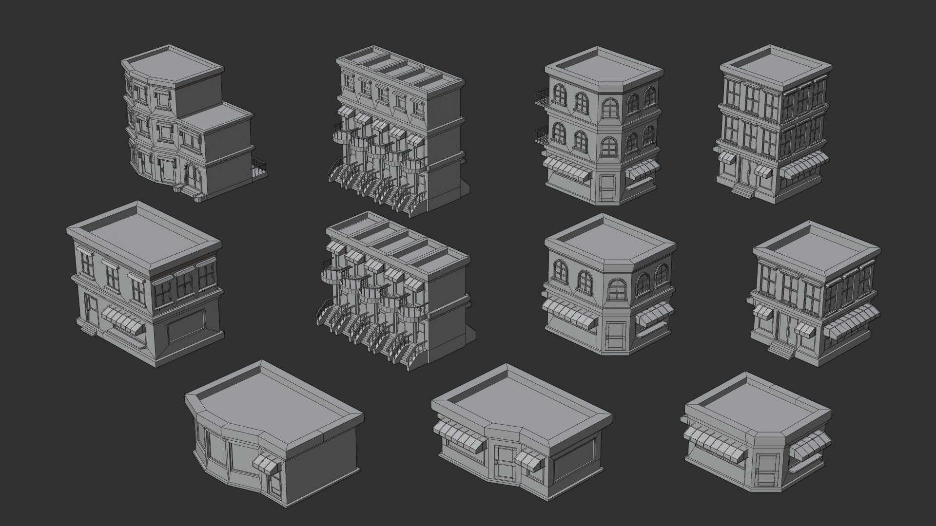 Cartoon Low Poly Building Pack Set1 3D Model - TurboSquid 2242680