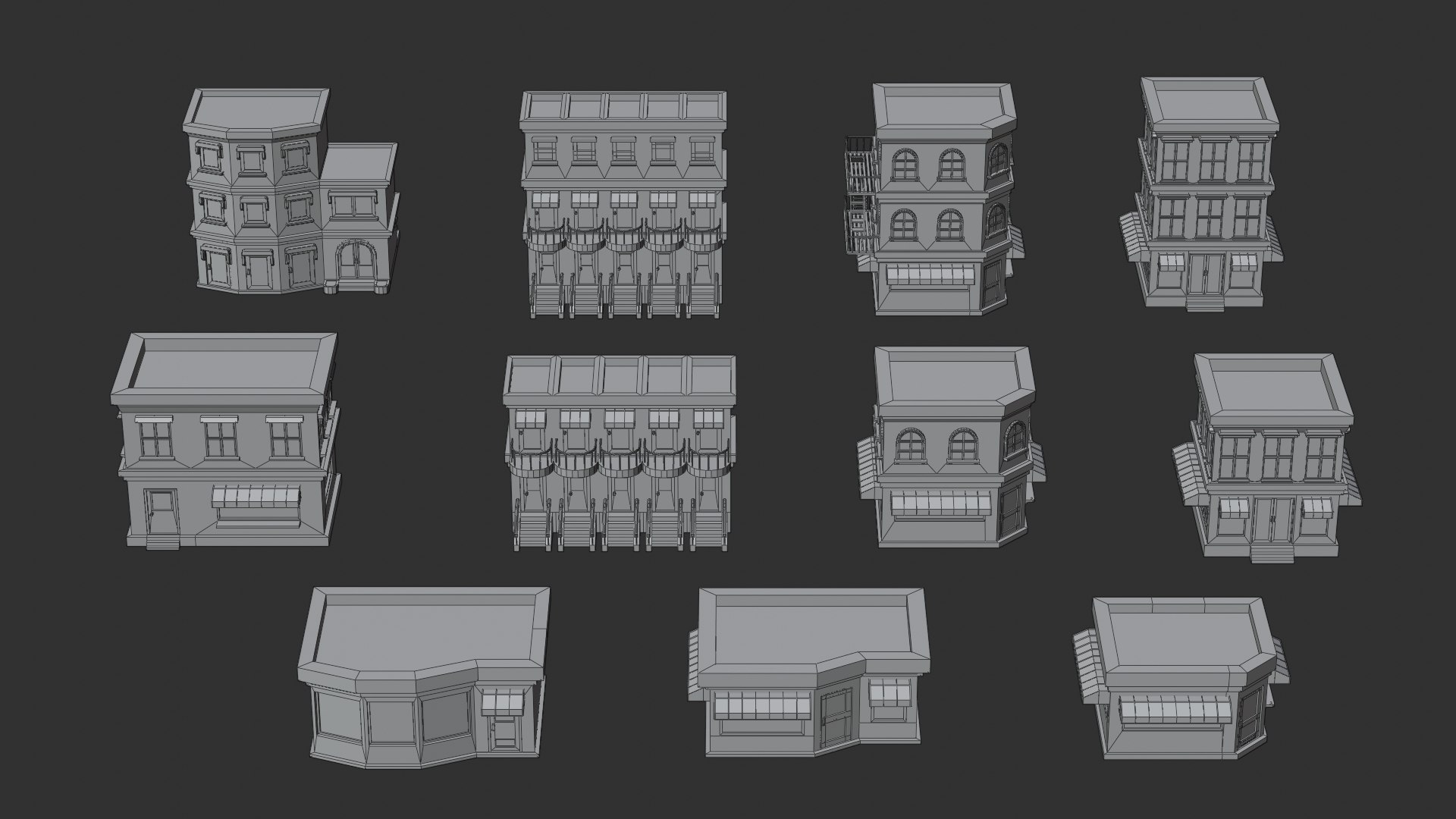 Cartoon Low Poly Building Pack Set1 3D Model - TurboSquid 2242680