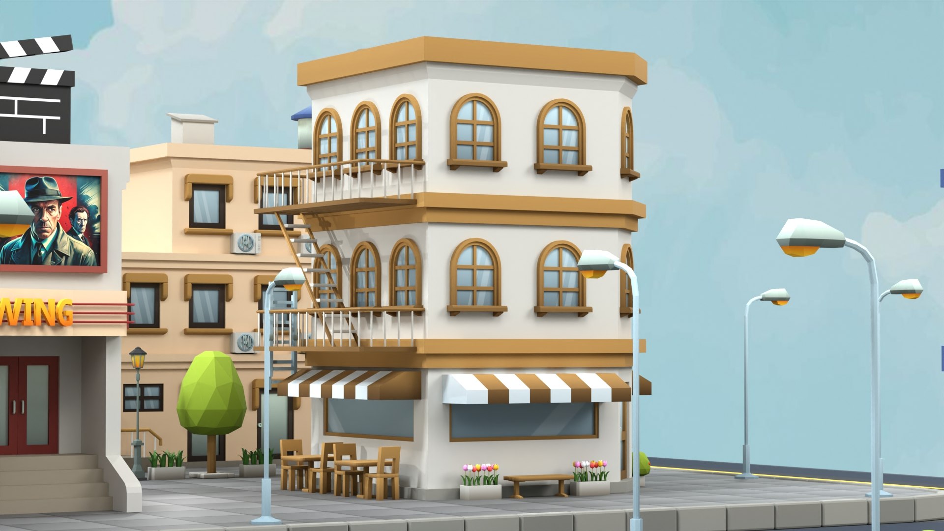 Cartoon Low Poly Building Pack Set1 3D Model - TurboSquid 2242680