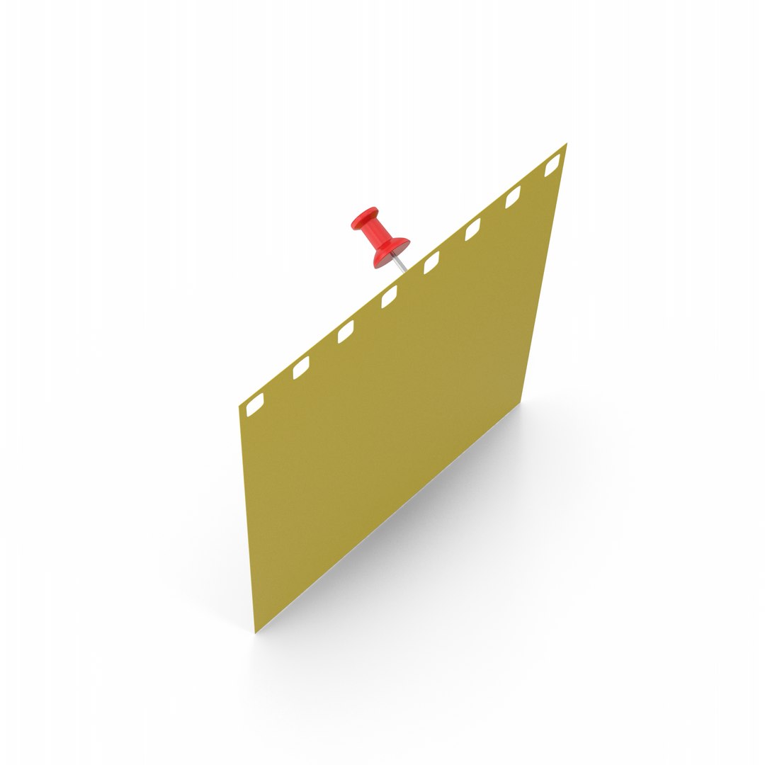 Yellow Paper With Push Pin Model - TurboSquid 1871978