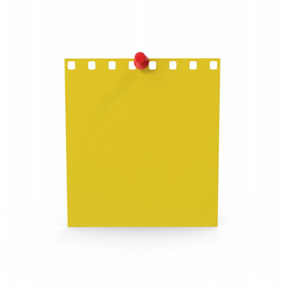 Yellow Paper With Push Pin Model - TurboSquid 1871978