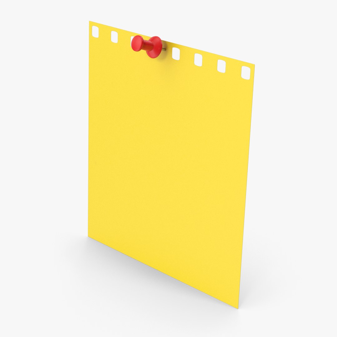 Yellow Paper With Push Pin model - TurboSquid 1871978