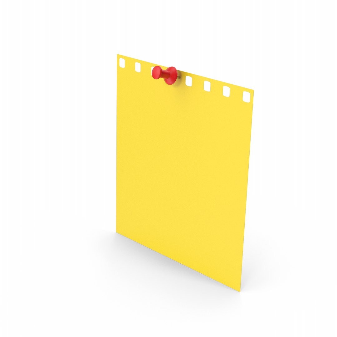 Yellow Paper With Push Pin Model - TurboSquid 1871978