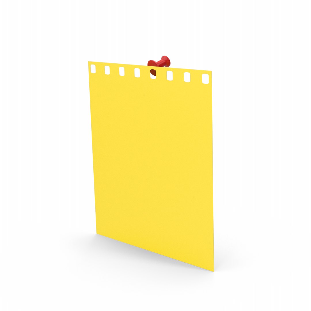 Yellow Paper With Push Pin Model - TurboSquid 1871978