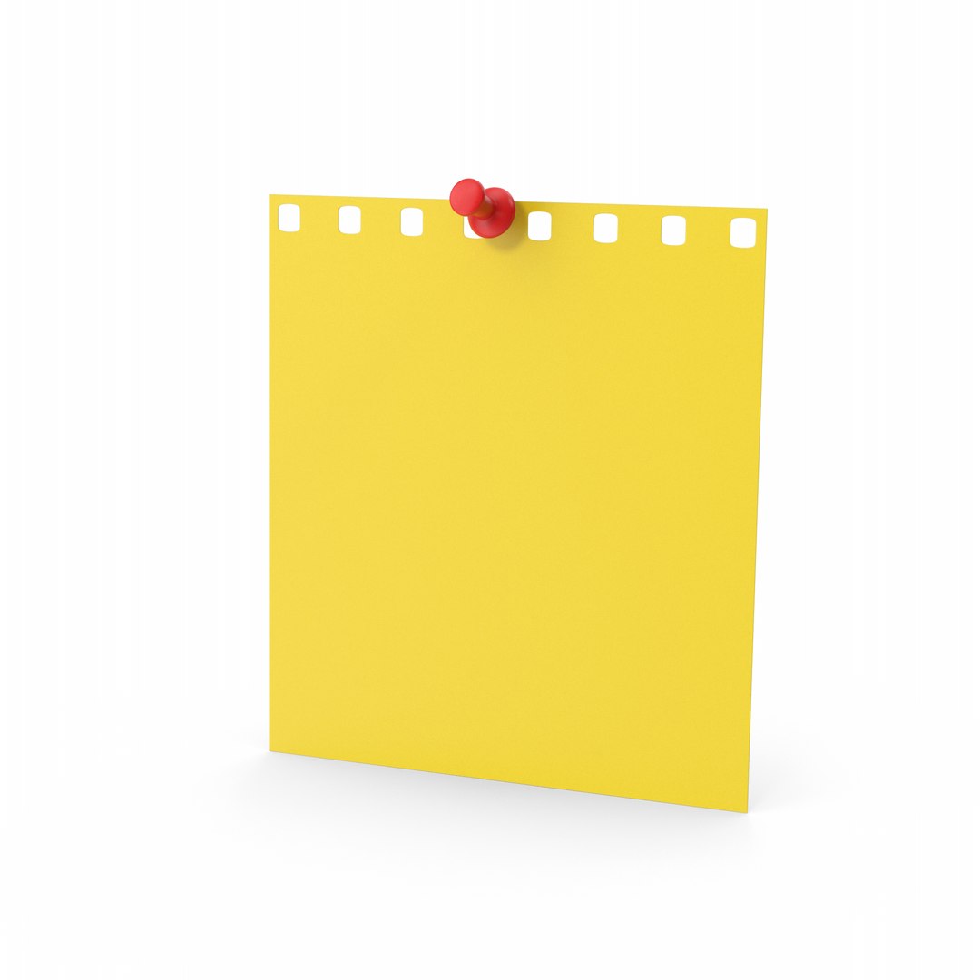 Yellow Paper With Push Pin Model - TurboSquid 1871978