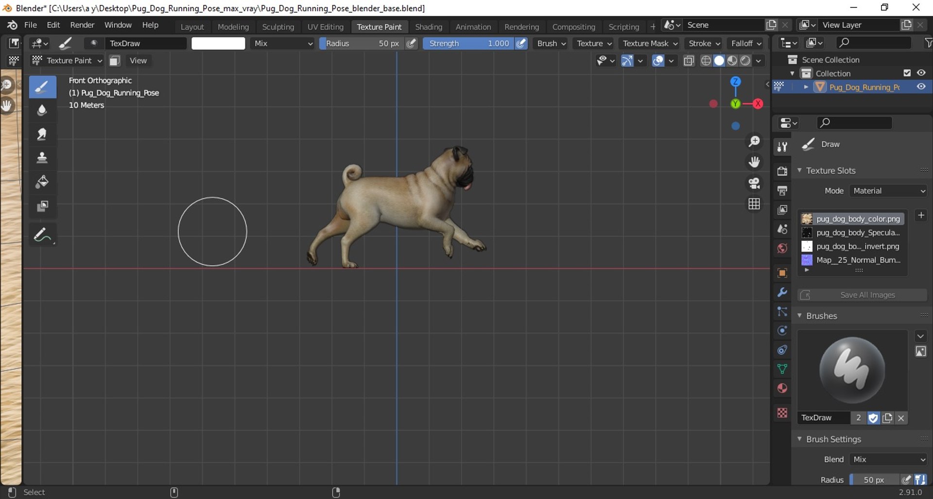Pug dog running pose 3D model - TurboSquid 1681724