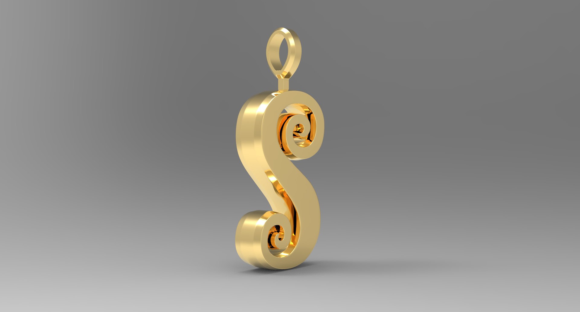 S Letter Pendant Gold 3D model - TurboSquid 1902620