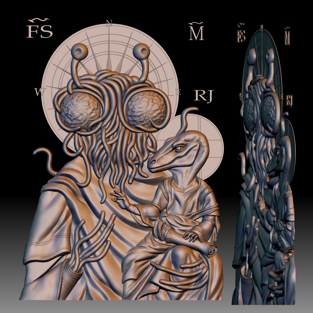 3D Model Pastafarianism Flying Spaghetti Monster Icon - TurboSquid 2024765