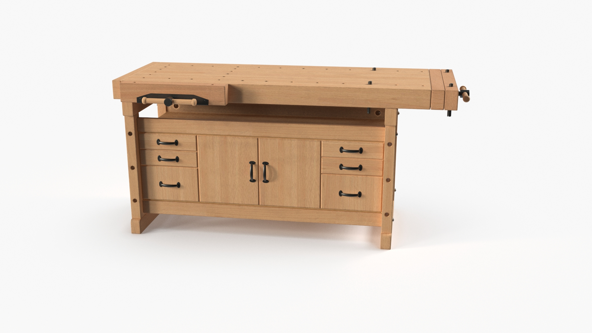 Aspen Workbench With Drawers And Cabinet 3D - TurboSquid 2274946