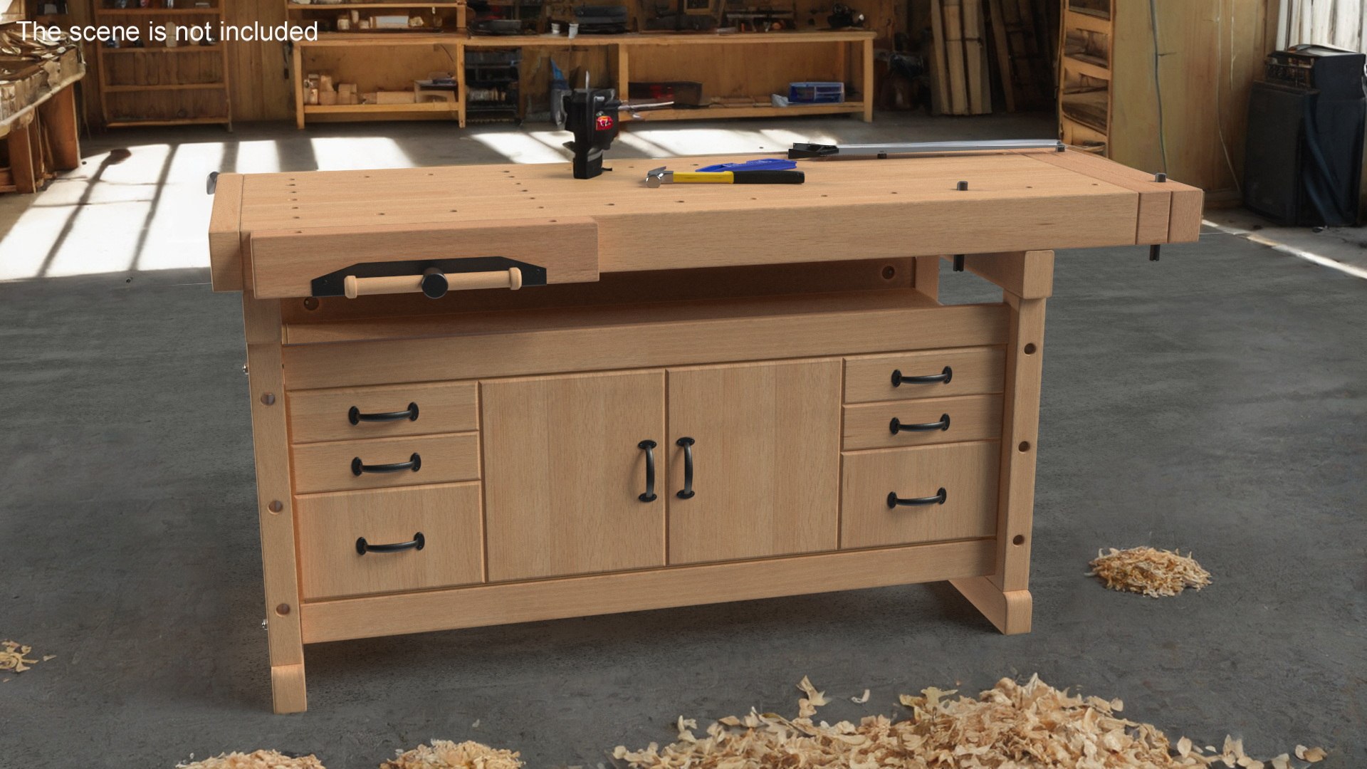 Aspen Workbench With Drawers And Cabinet 3D - TurboSquid 2274946