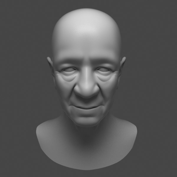 polygonal head old man 3d model
