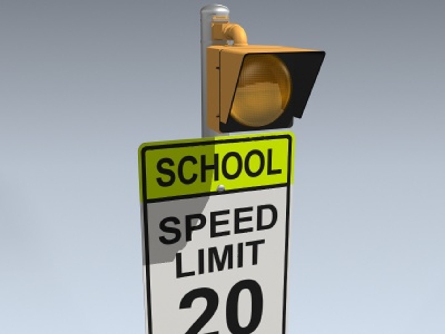 School Zone Flasher 3d Model