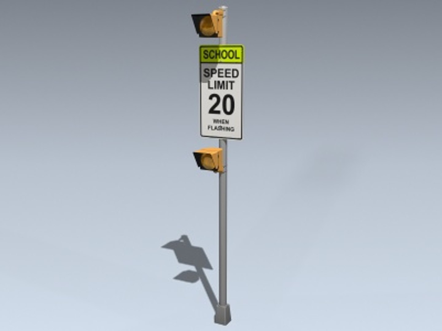 School Zone Flasher 3d Model