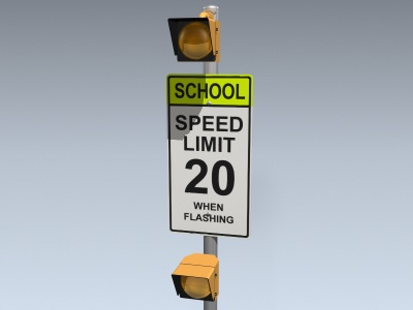 School Zone Flasher 3d Model